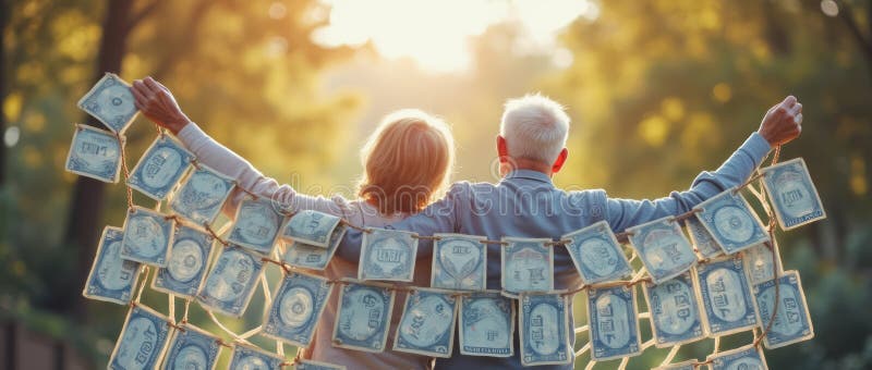 Social Security: Elderly Couple with Safety Net Made of Social Security ...