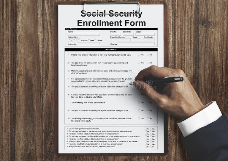 Social Security Enrollment Form Document Concept Stock Image - Image of ...