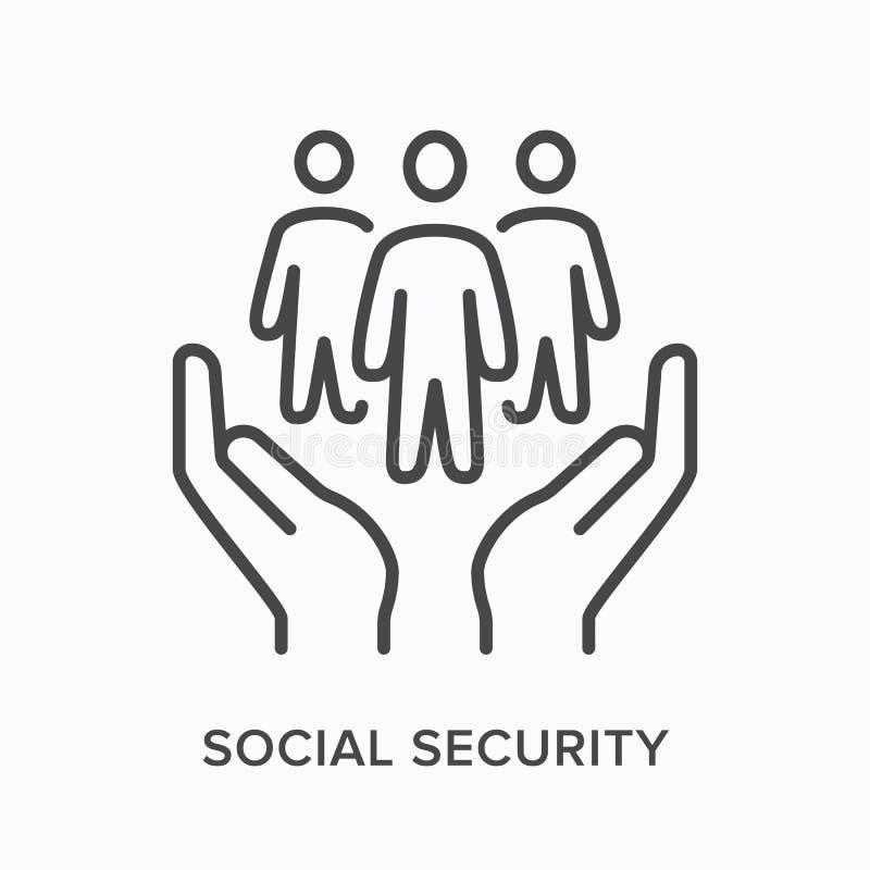 Social Security Flat Line Icon. Vector Outline Illustration of Human ...