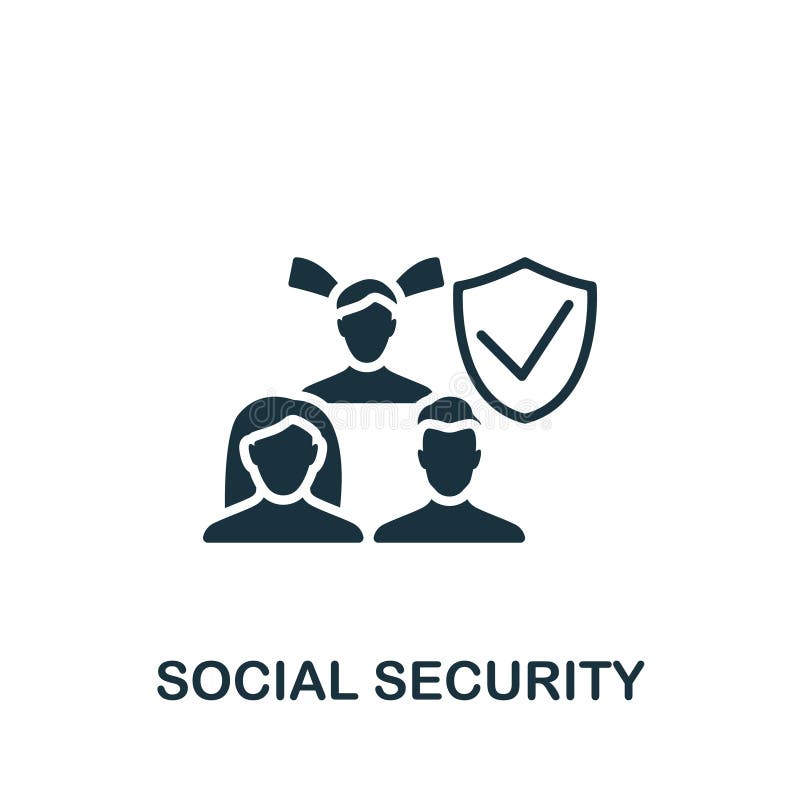Social Security Icon. Monochrome Simple Sign from Employee Benefits ... Social Security Icon. Monochrome Simple Sign from Employee Benefits ...