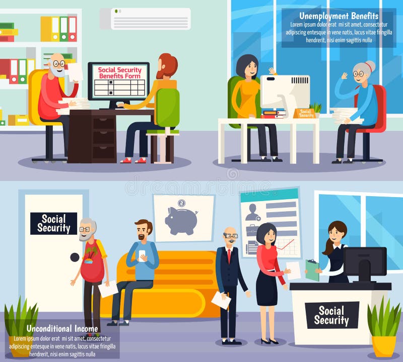 Social Security Orthogonal Banners Stock Vector - Illustration of ...