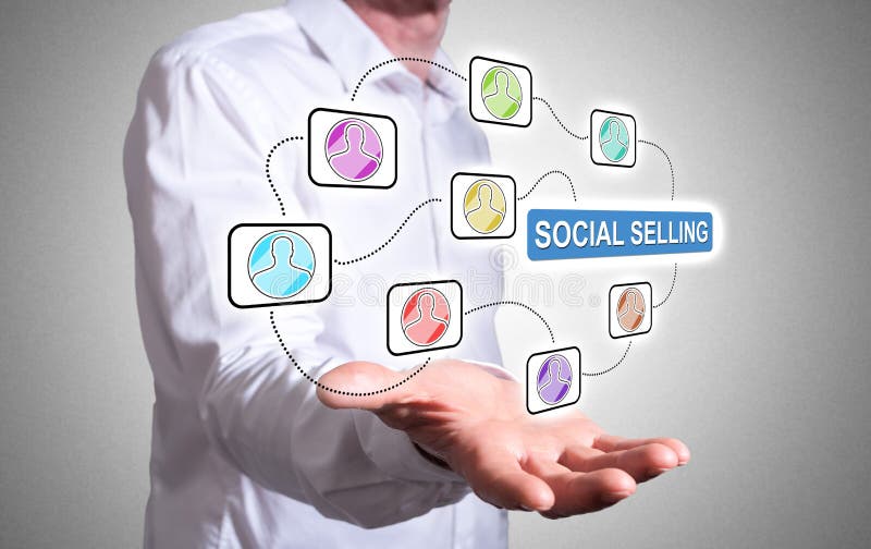 Social Selling Concept Above a Human Hand Stock Photo - Image of ...