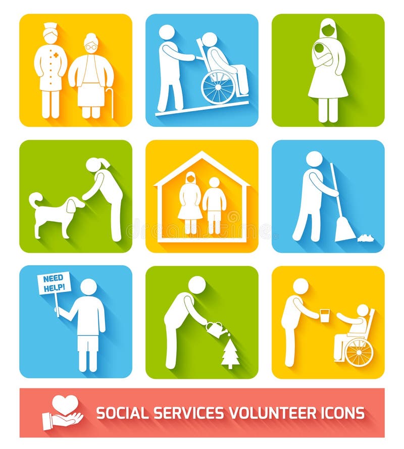 Social Services Icons Set Flat Stock Vector - Illustration of isolated ...