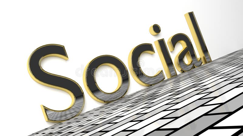 Social Sign in Gold and Glossy Letters Stock Illustration ...