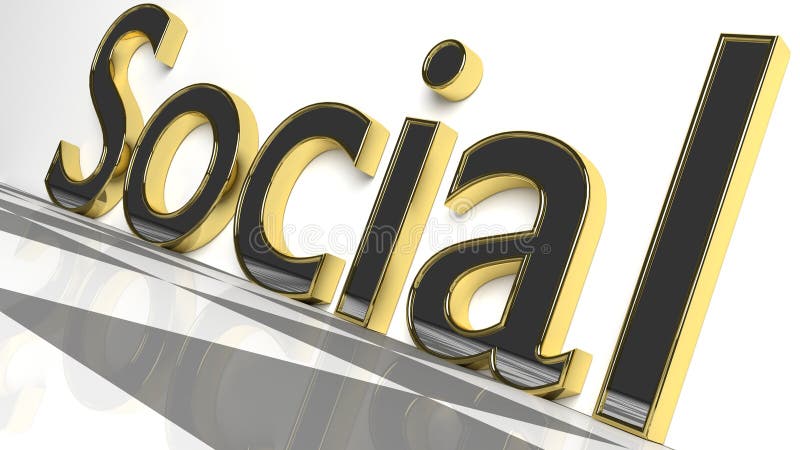 Social Sign in Gold and Glossy Letters Stock Illustration ...