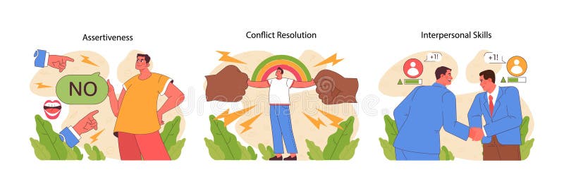 Social Skills Set. Flat Vector Illustration Stock Vector - Illustration ...