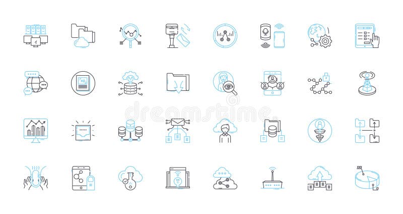 Social Software Linear Icons Set. Connections, Sharing, Collaboration ...