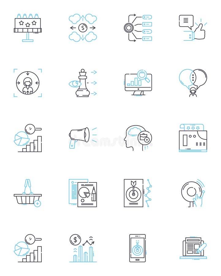 Social Strategy Linear Icons Set. Engagement, Content, Platforms ...