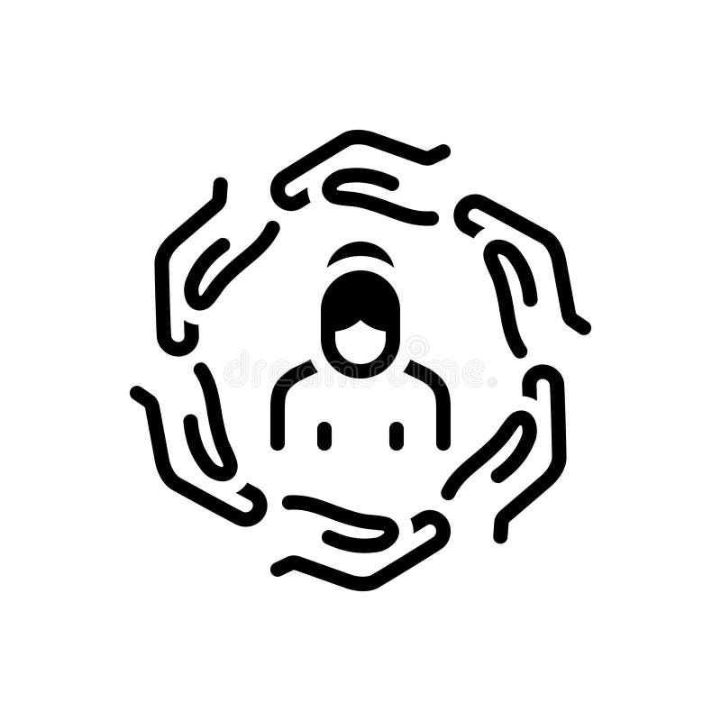 Black Solid Icon for Social Support, Helping Hands and Community Stock ...