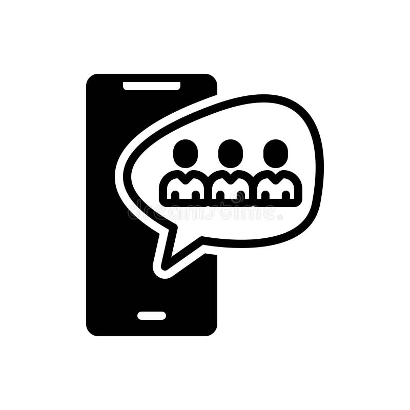 Black Solid Icon for Social Unit, Phone and Team Stock Illustration ...