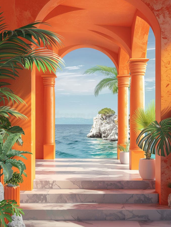 Social Vibes at the Sea Flat Design Front View Paradise Theme 3D Render ...