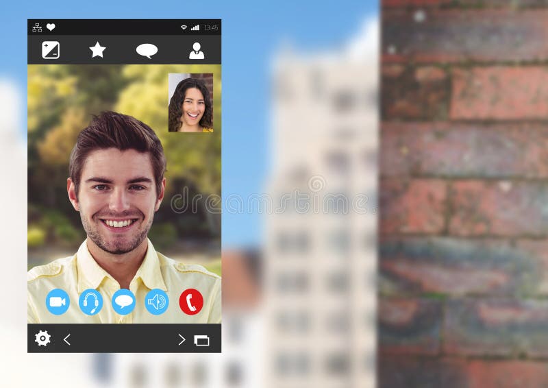 Social Video Chat App Interface Stock Photo - Image of smiling ...
