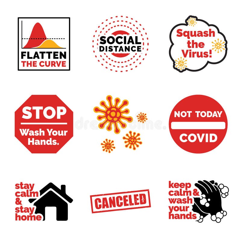 Beat the Virus Covid-19 Quarantine Vector Sticker Pack Stock Vector ...