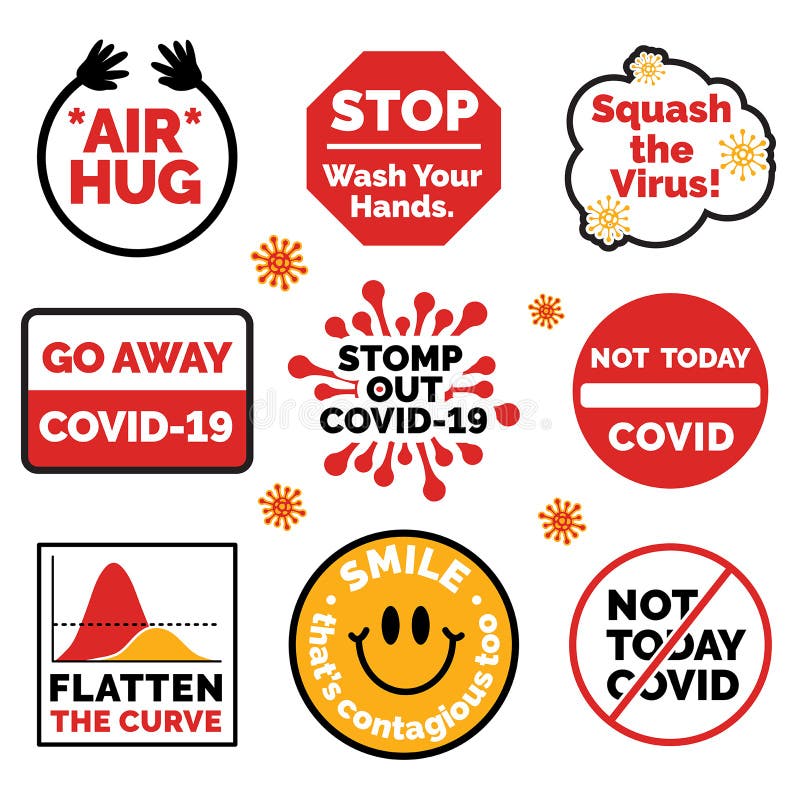 Beat the Virus Covid-19 Quarantine Vector Sticker Pack Stock Vector ...