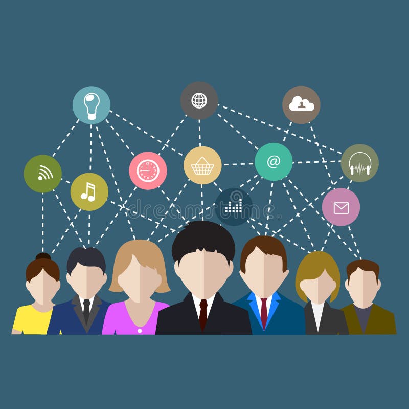 Sociale Netwerken Communicatie Mensen Internet Vector Illustratie ...