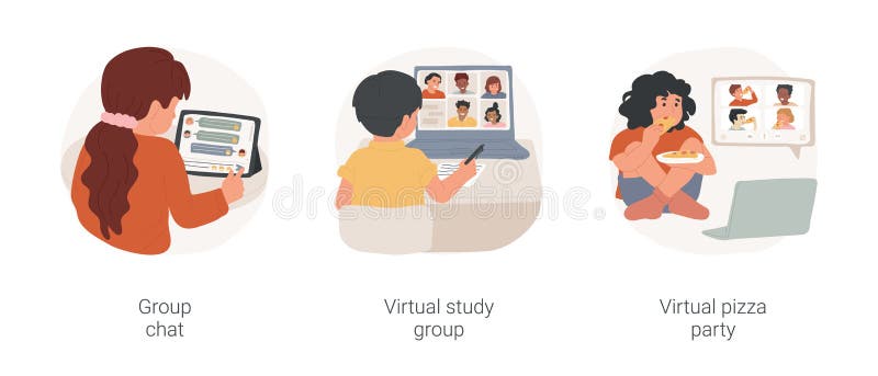 Socialization in Online Public School Isolated Cartoon Vector ...