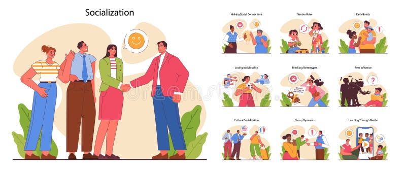 Socialization Set. Communication Skill Development Stock Vector ...