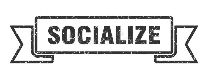 Socialize ribbon. stock vector. Illustration of black - 189694736