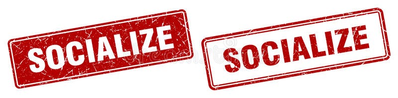 Socialize Stamp Set. Socialize Square Grunge Sign Stock Vector ...