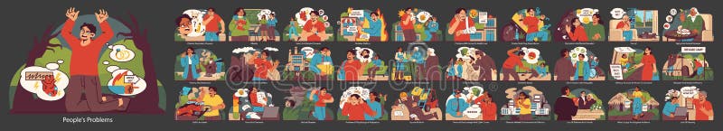 Societal Issues Set. Flat Vector Illustration. Stock Vector ...