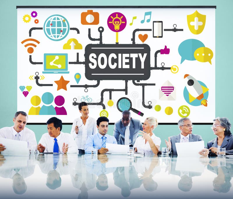 Society Community Global Togetherness Connecting Internet Concept Stock ...