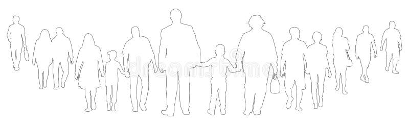 Society, Contour of Group Moving People. Vector Illustration Stock ...