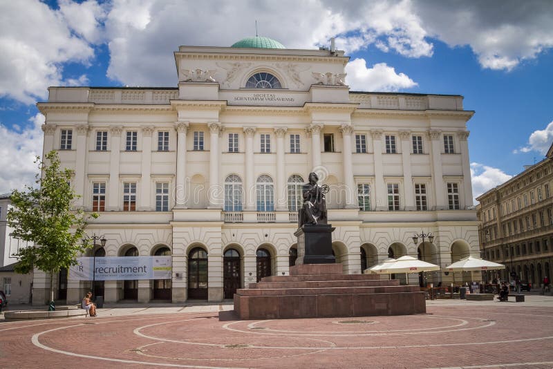 Poland, Warsaw, Society of Friends of Science with the Statue of ...