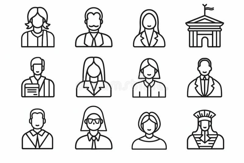 Society Icons Line on White Background Stock Illustration ...