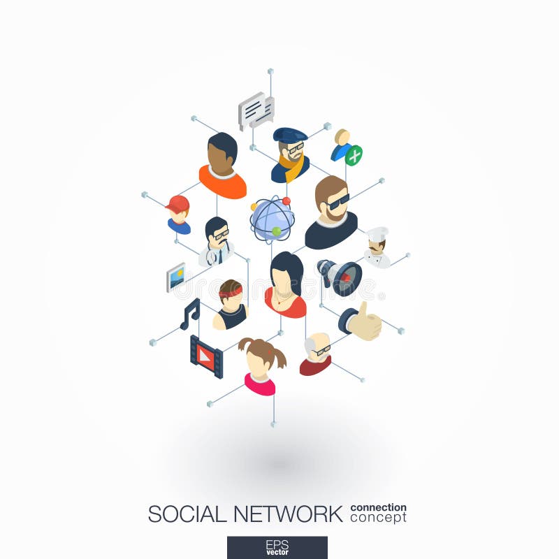 Society Integrated 3d Web Icons. Digital Network Isometric Concept ...