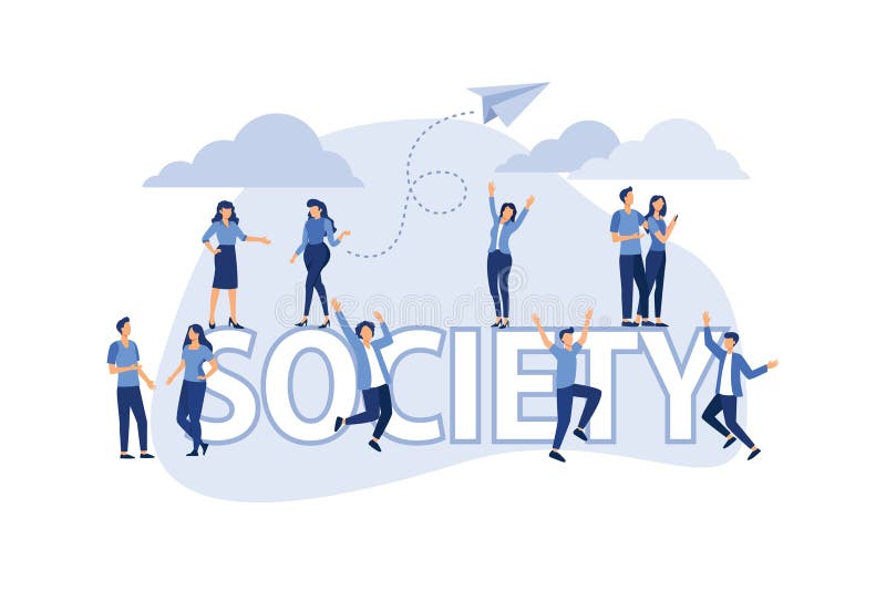 Society. Isometric Social Concept with People in Different Poses Stock ...