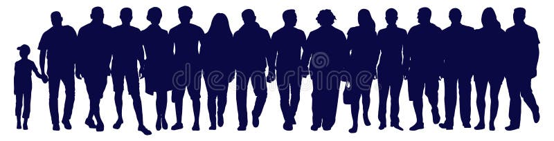 Society, Silhouette of Group of Moving People. Vector Illustration ...