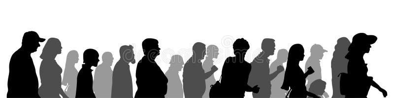 Society, Silhouette of Group of Moving People at the Street. Vector ...