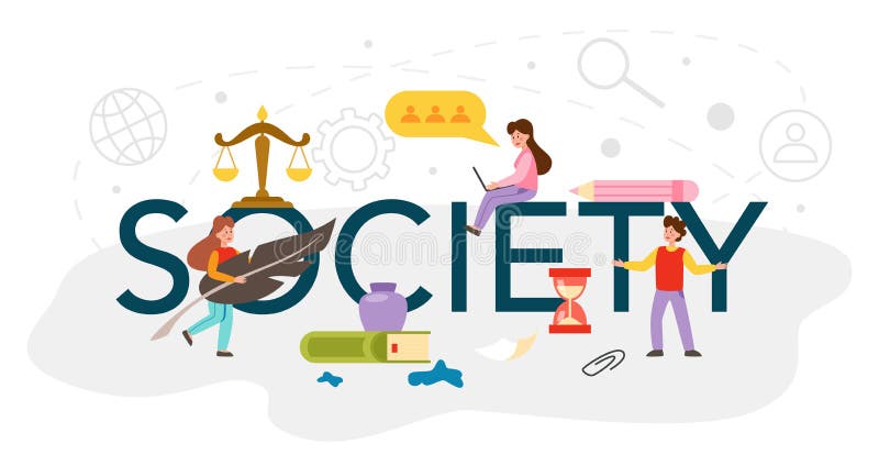 Society Typographic Header. Students Studying Society, Pattern Stock ...