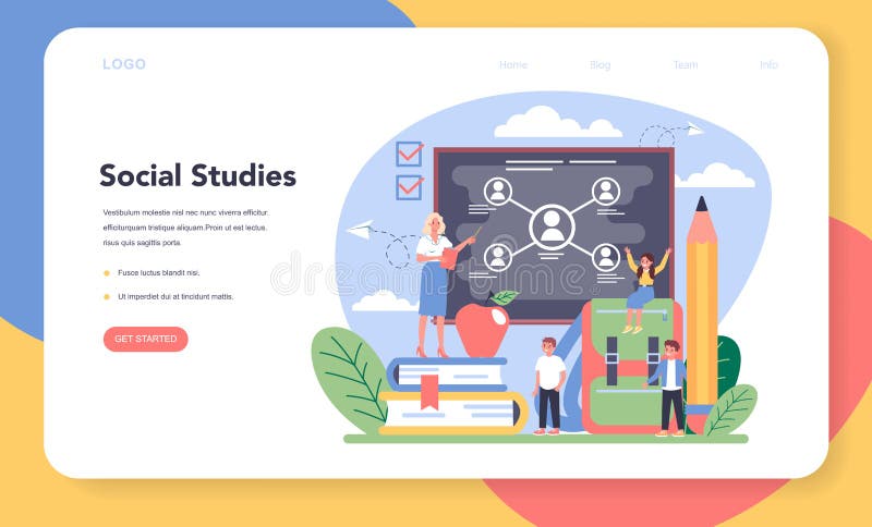 Sociology School Subject Web Banner or Landing Page. Students Stock ...