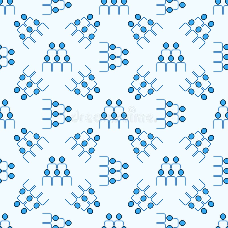 Sociology and Social Relationships Vector People Blue Seamless Pattern ...