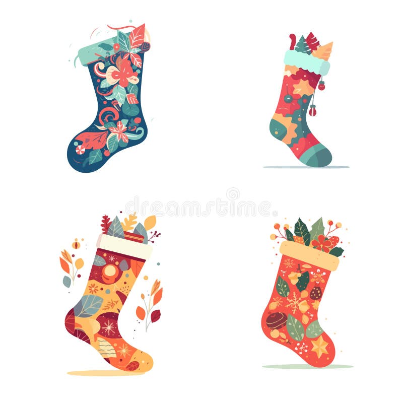 Sock for Christmas Set Different Element Vector Stock Vector ...