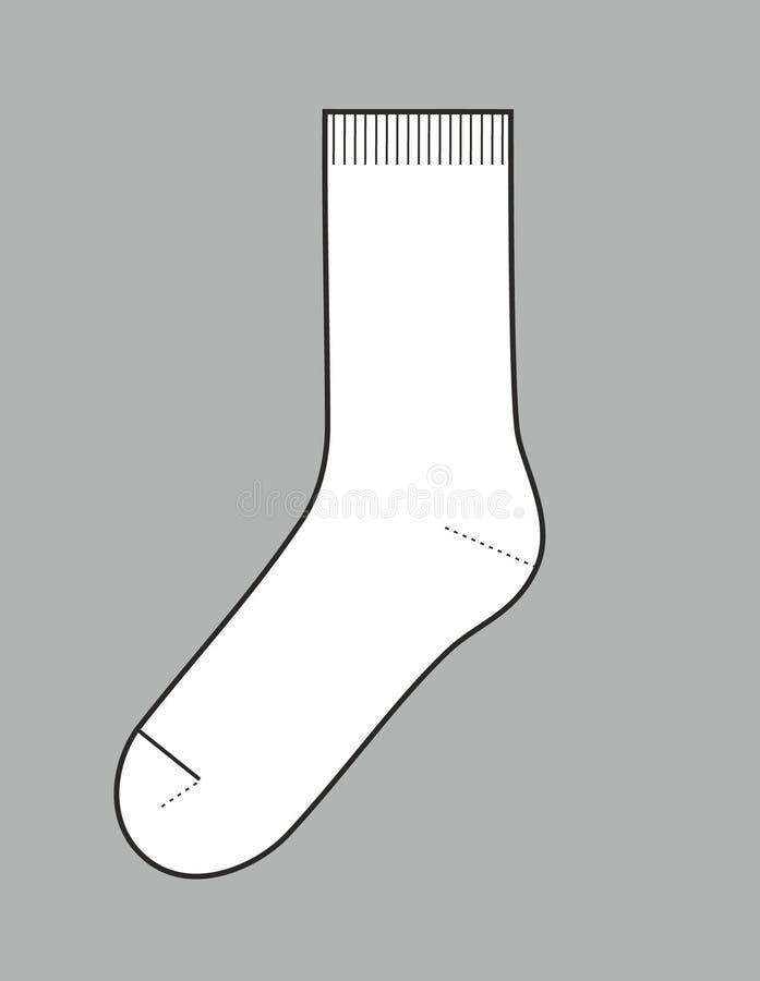 Sock Flat Sketch on a Background. Apparel Design. Accessory CAD Mockup ...
