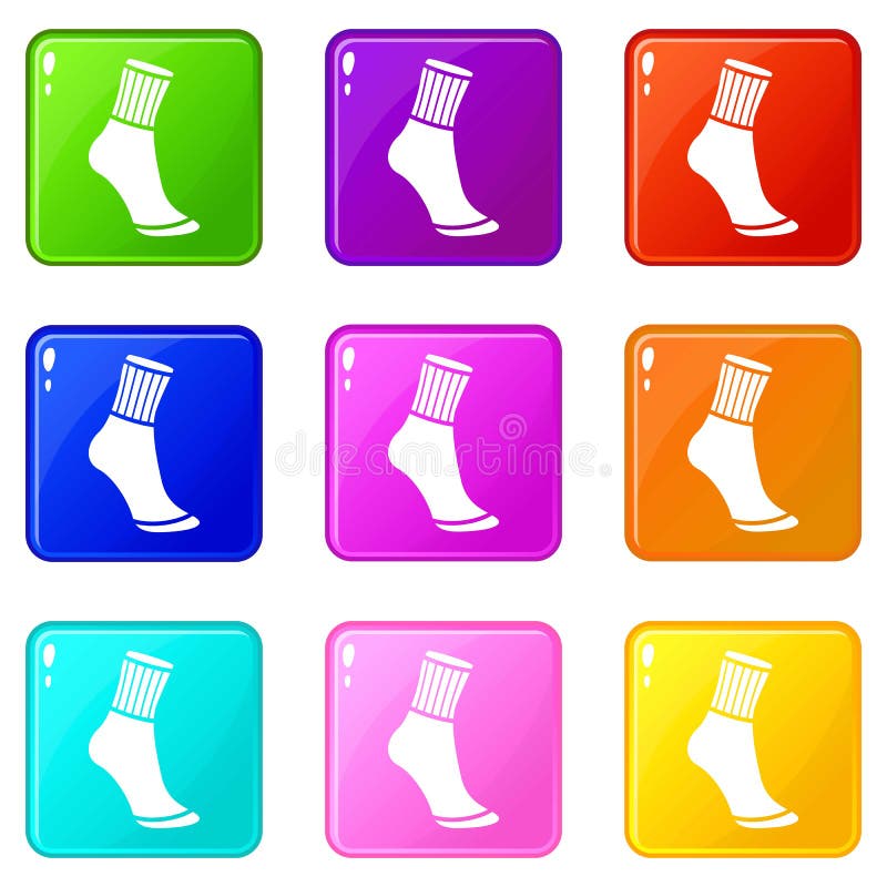 Sock Icons Set 9 Color Collection Stock Vector - Illustration of simple ...