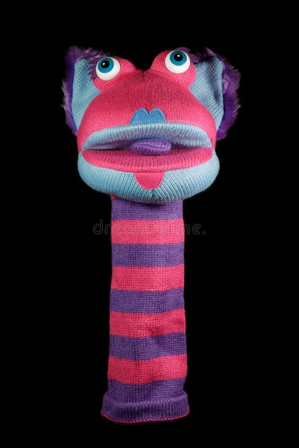 Sock Puppet Isolated on Black Stock Image - Image of character, craft ...