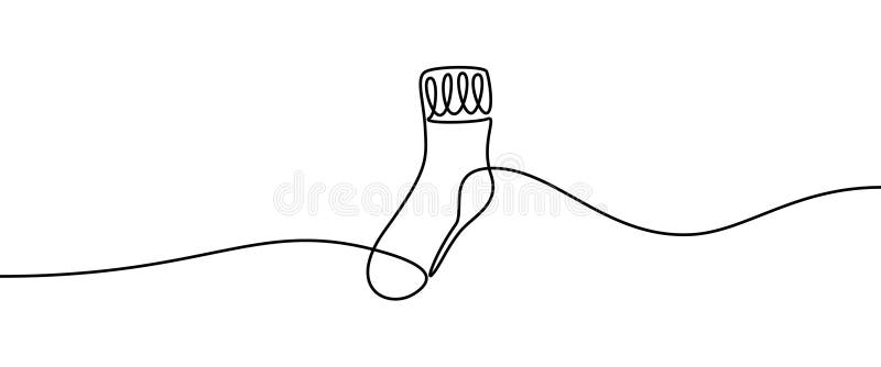 Sock Shape Drawing by Continuos Line, Thin Line Design Vector ...