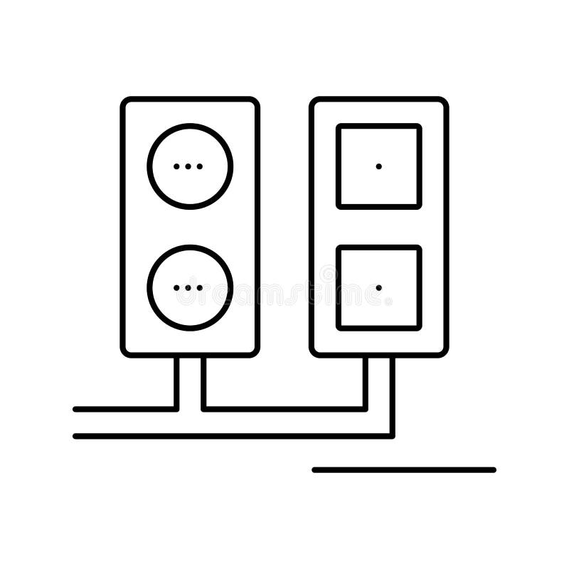 Socket and Antenna Output Installation Line Icon Vector Illustration ...