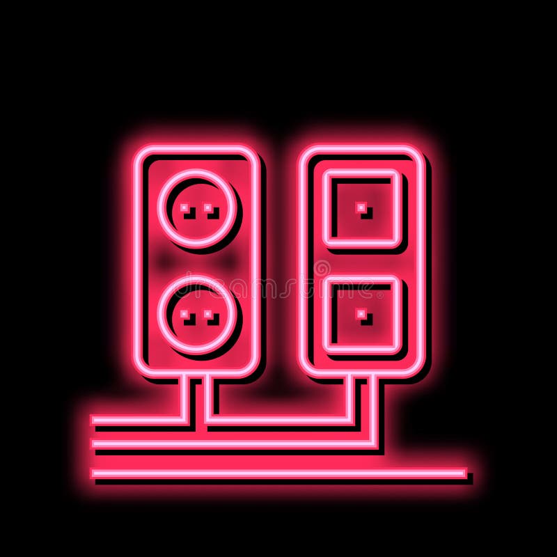 Socket and Antenna Output Installation Neon Glow Icon Illustration ...