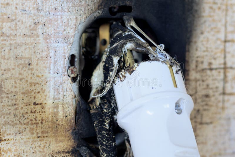 . Socket. she Burned Out. Plugged into it. Close-up Stock Image - Image ...