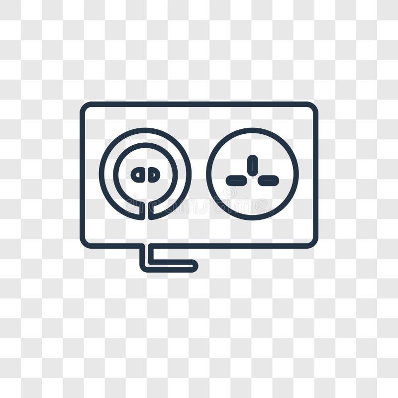 Socket Concept Vector Linear Icon Isolated on Transparent Background ...
