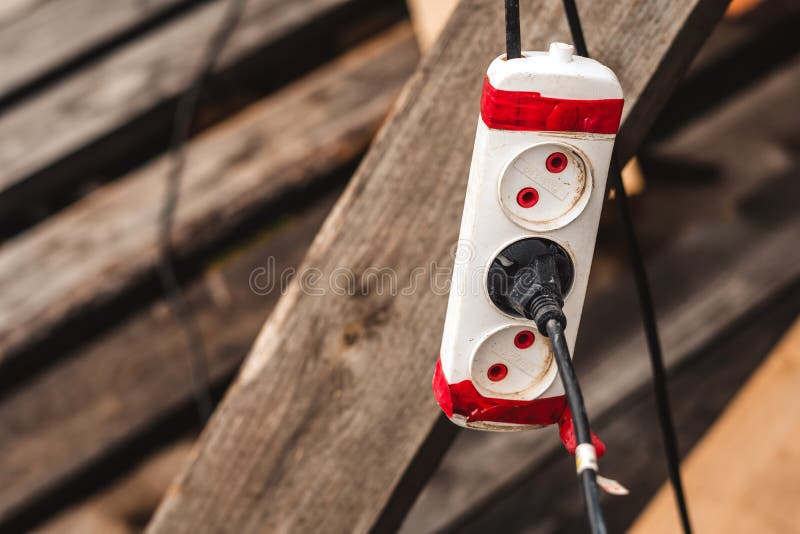 Socket on the Construction Site Stock Photo - Image of energy, connect ...