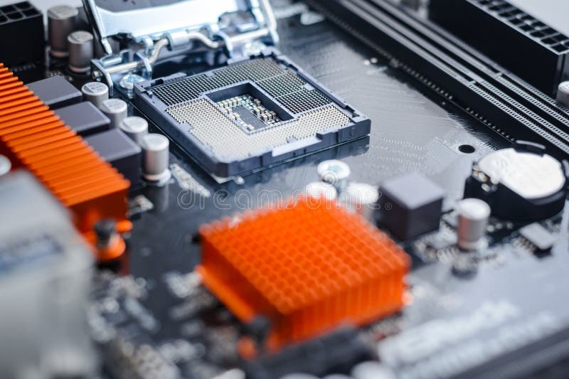 Socket for the CPU in the Motherboard. Stock Image - Image of ...