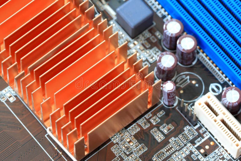 Socket Electronics Components on PC Computer Mainboard. Stock Image ...