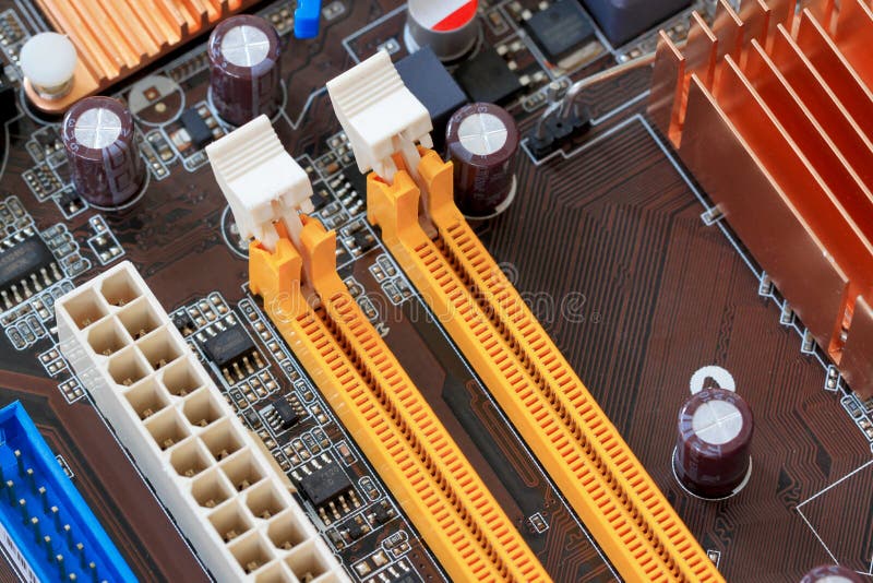 Socket Electronics Components on PC Computer Mainboard. Stock Photo ...