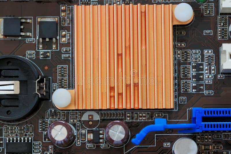 Socket Electronics Components on PC Computer Mainboard. Stock Photo ...