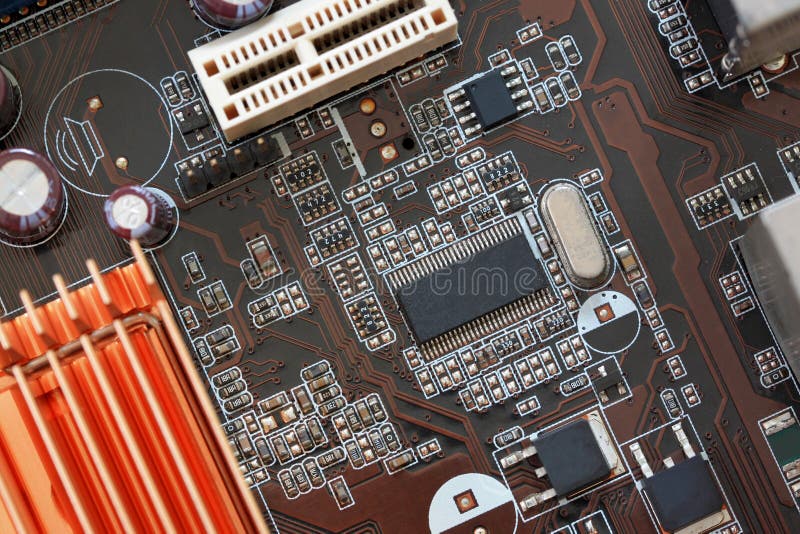 Socket Electronics Components on PC Computer Mainboard. Stock Photo ...